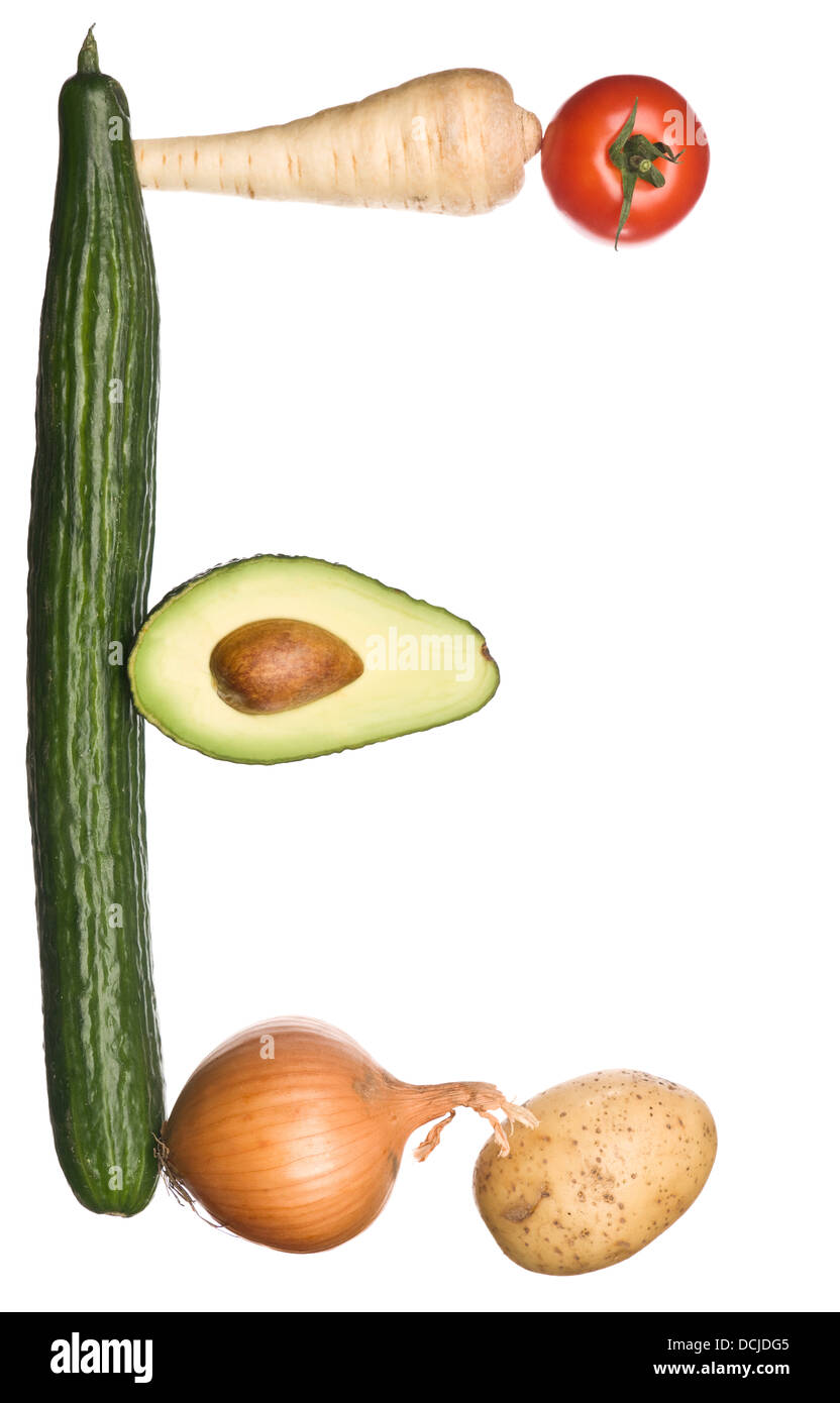 The letter 'E' made out of vegetables Stock Photo - Alamy