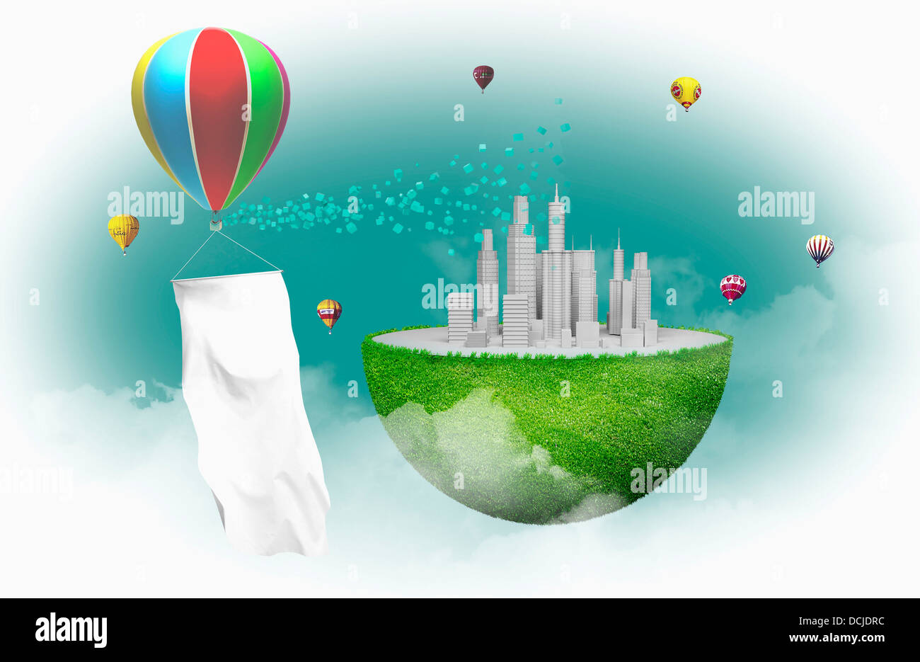 the globe cut in half with a city inside Stock Photo - Alamy