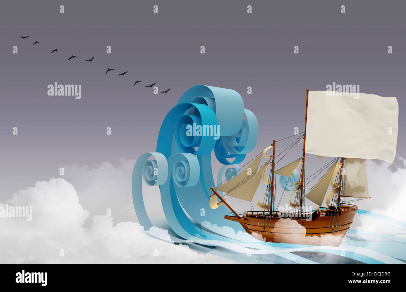 a ship facing huge waves Stock Photo - Alamy