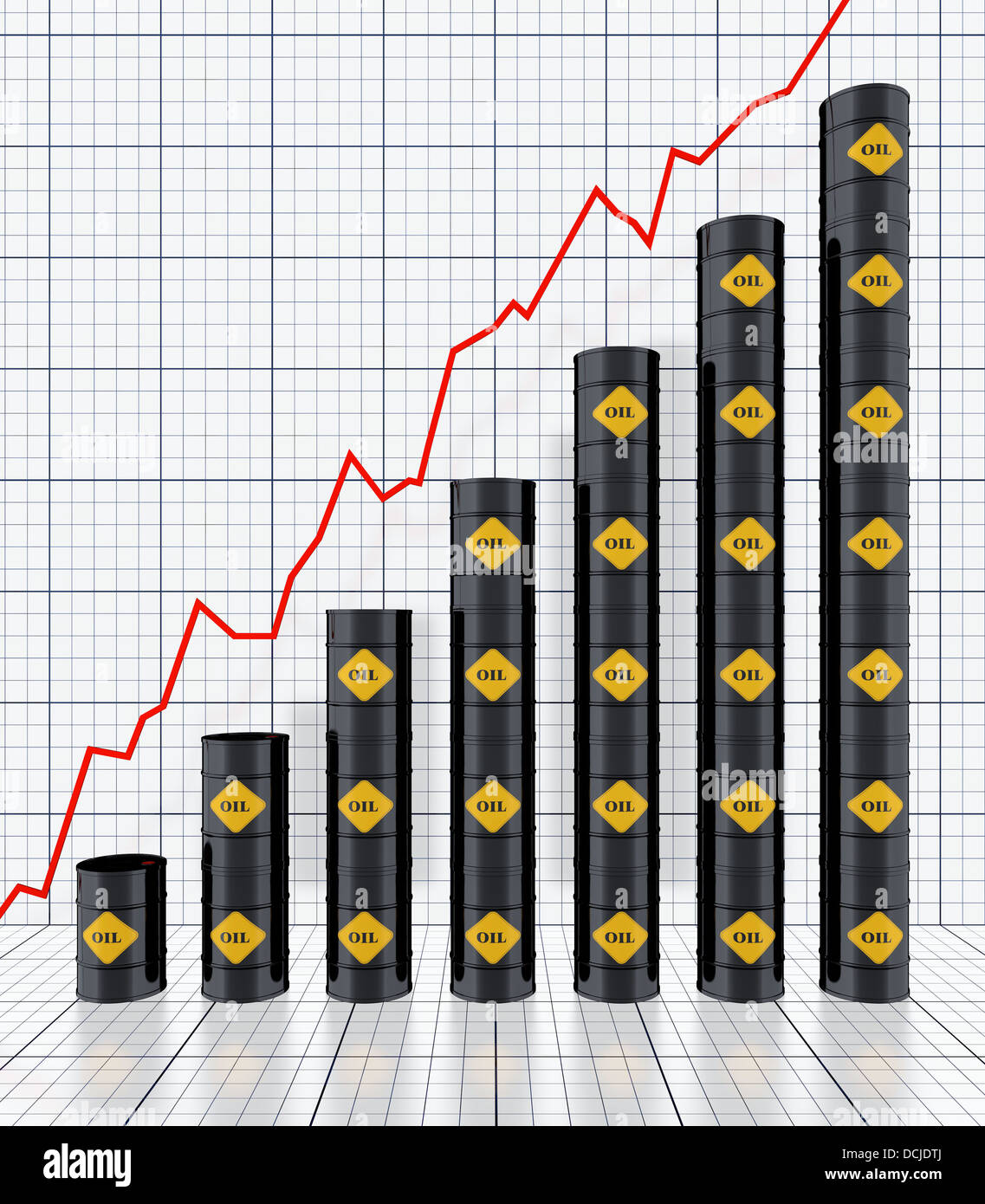 3D illustration of growing oil chart on white background Stock Photo ...