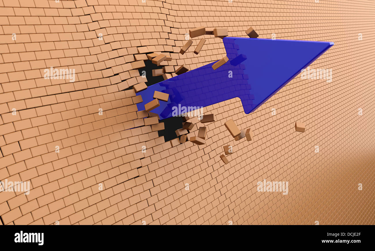 Red arrow breaking blue hi-res stock photography and images - Alamy