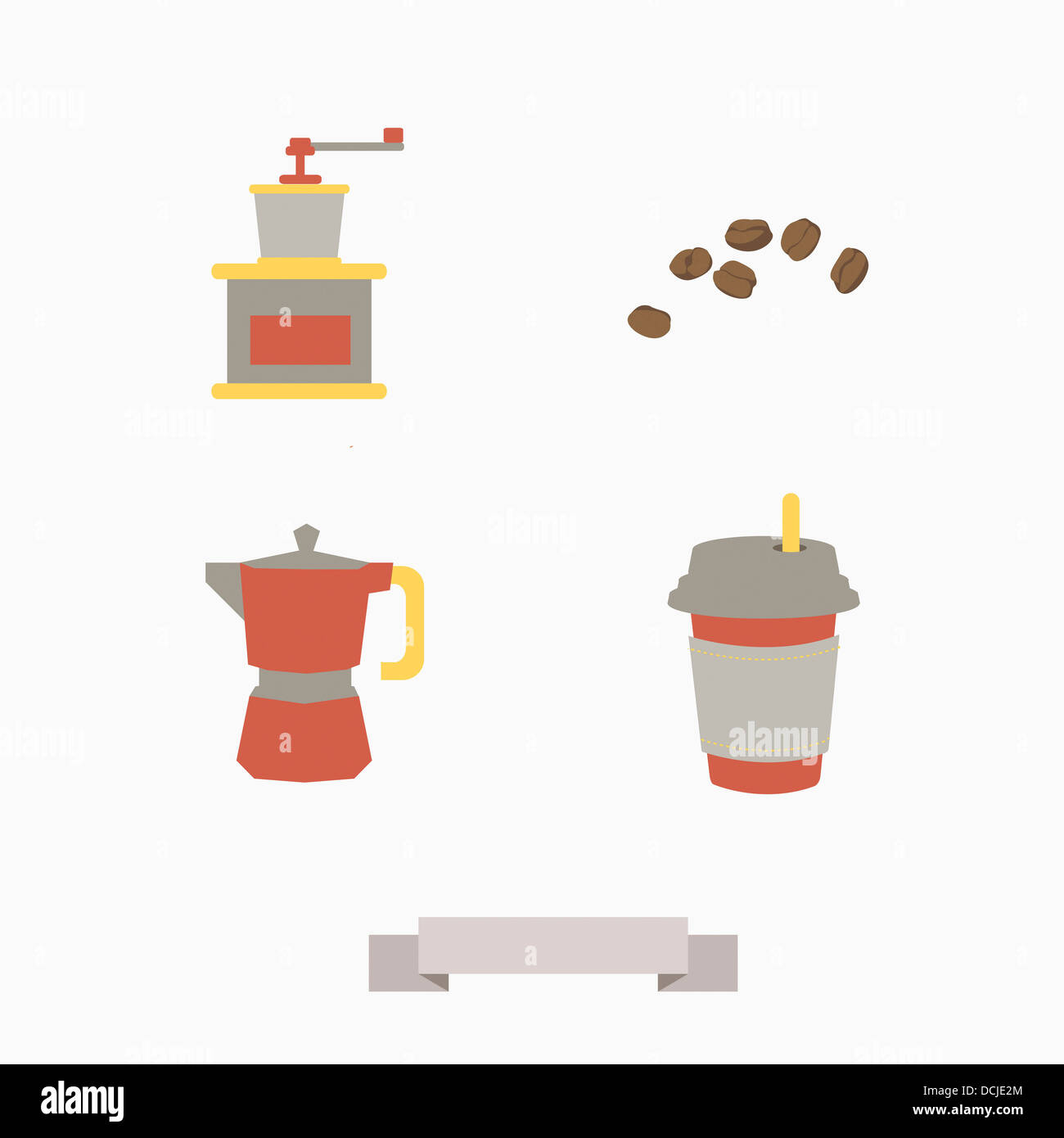 an illustration of objects related to coffee Stock Photo - Alamy