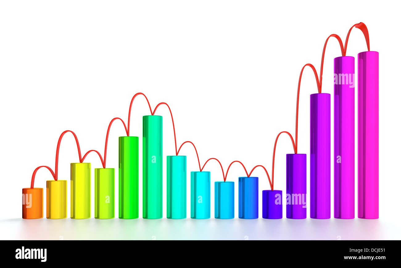 3d render of moving business graph with red arrow on top Stock Photo ...