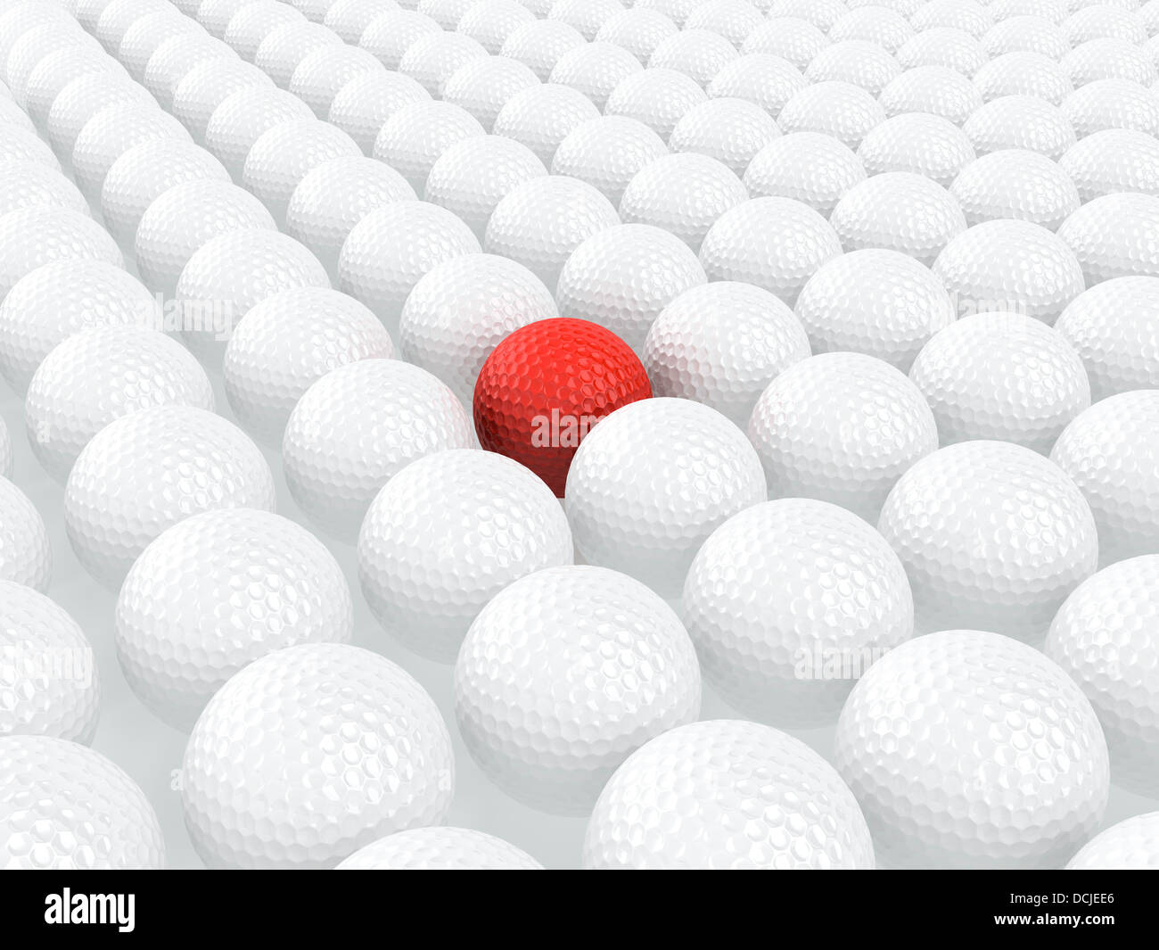 3d render of red golf ball among white balls Stock Photo - Alamy