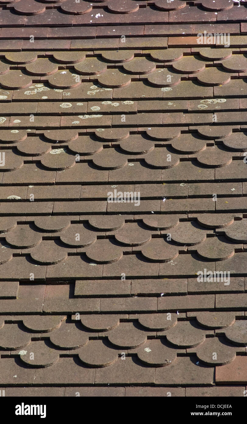 Scalloped tiles on a residential roof in Greenwich, London, England ...