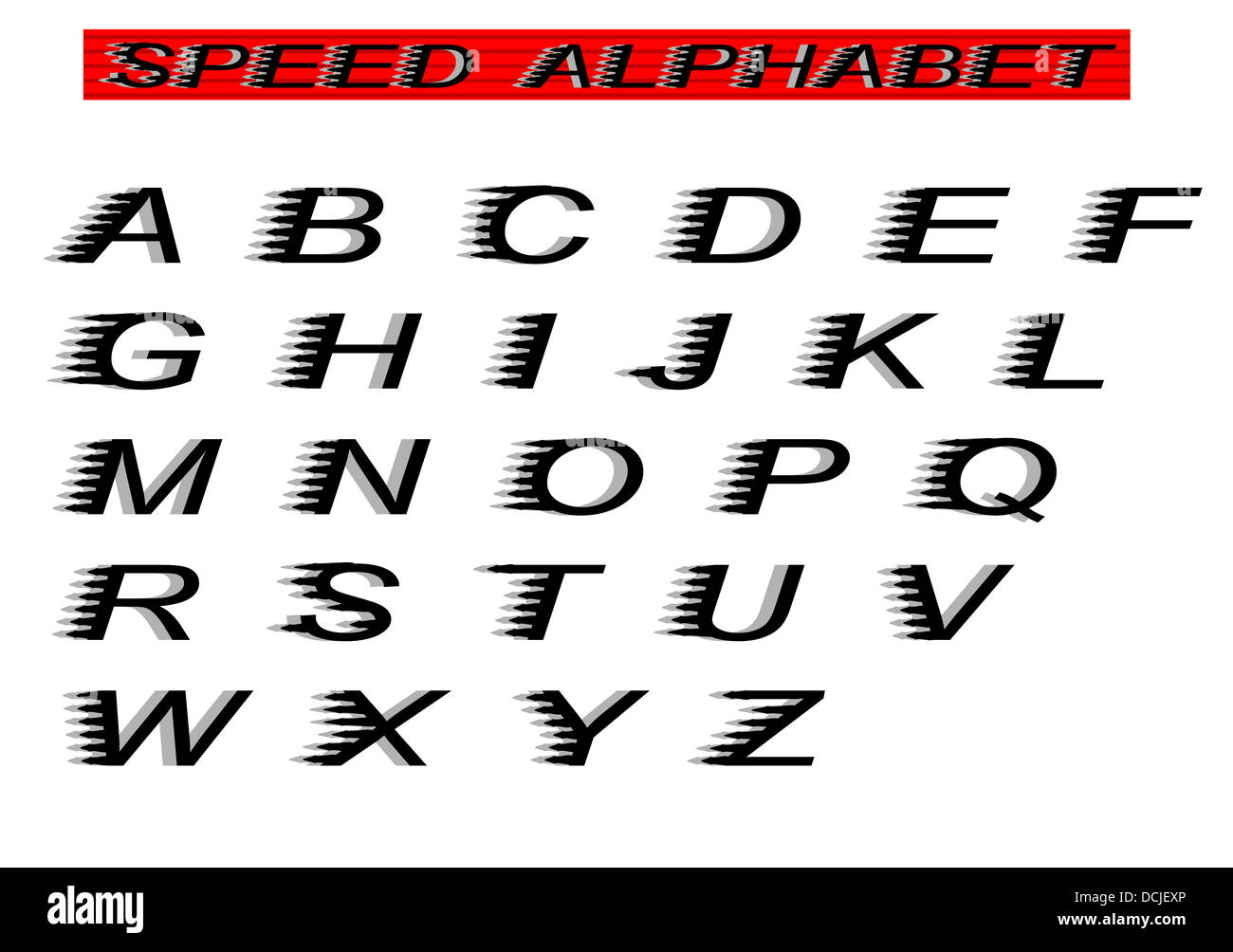 speed alphabet isolated on white Stock Photo - Alamy
