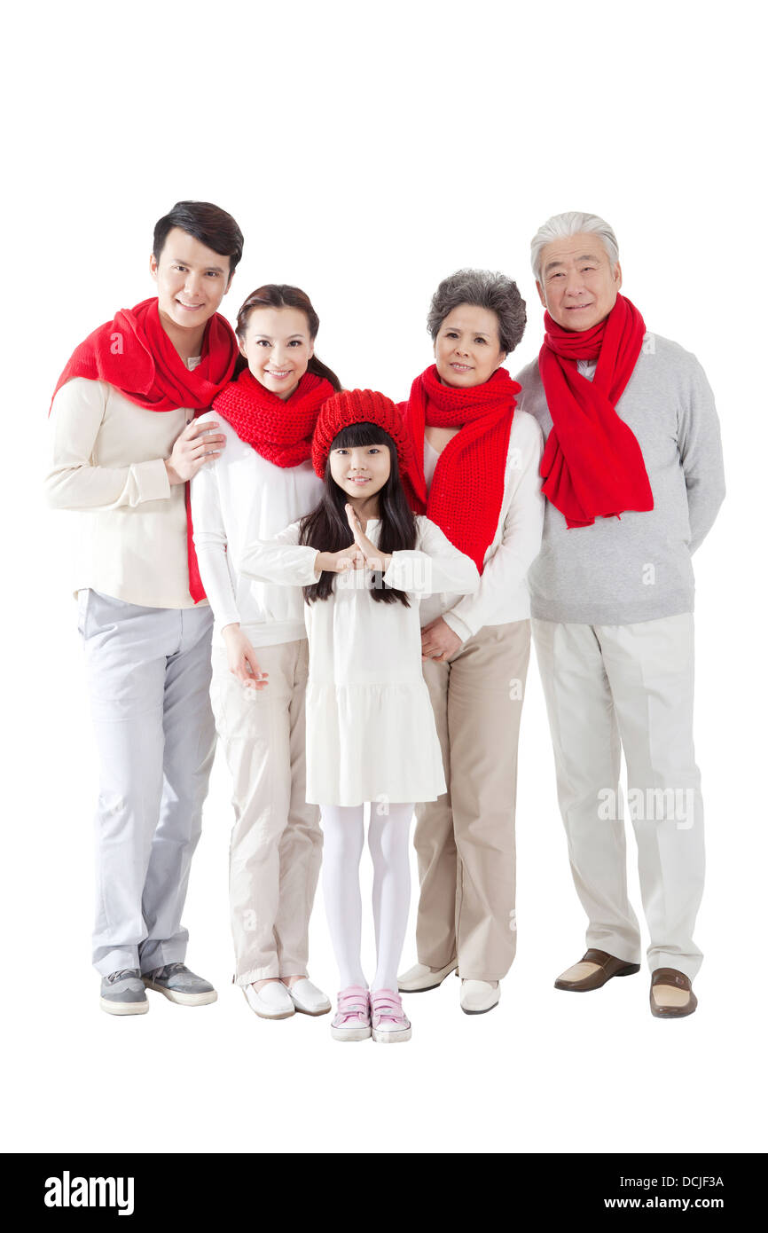 The Oriental family Spring Festival greetings Stock Photo - Alamy