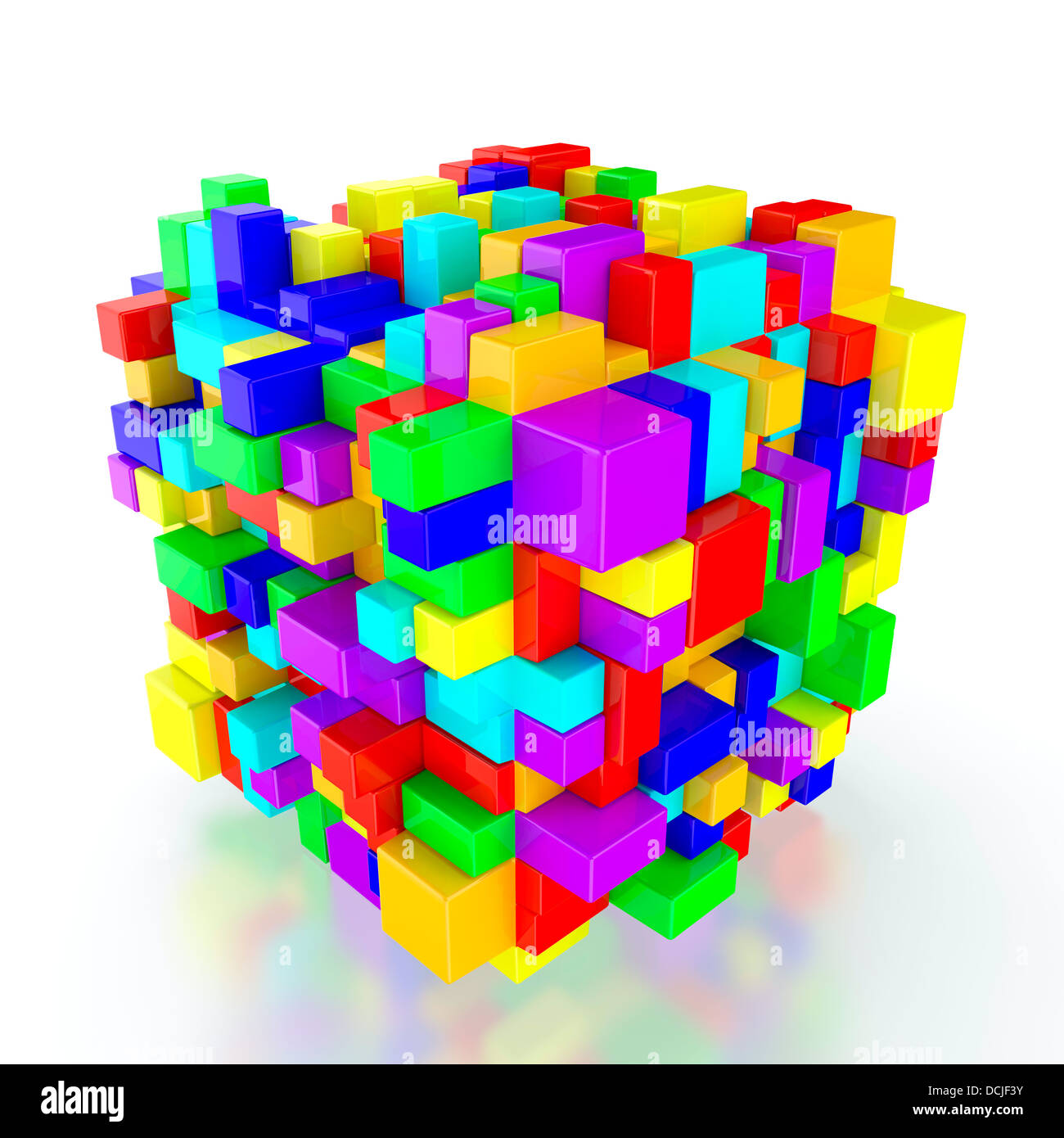 3D render of multi colored cubes on white background Stock Photo - Alamy
