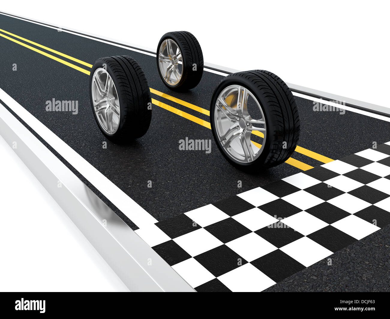 3D render of car wheels competition on speed track Stock Photo - Alamy
