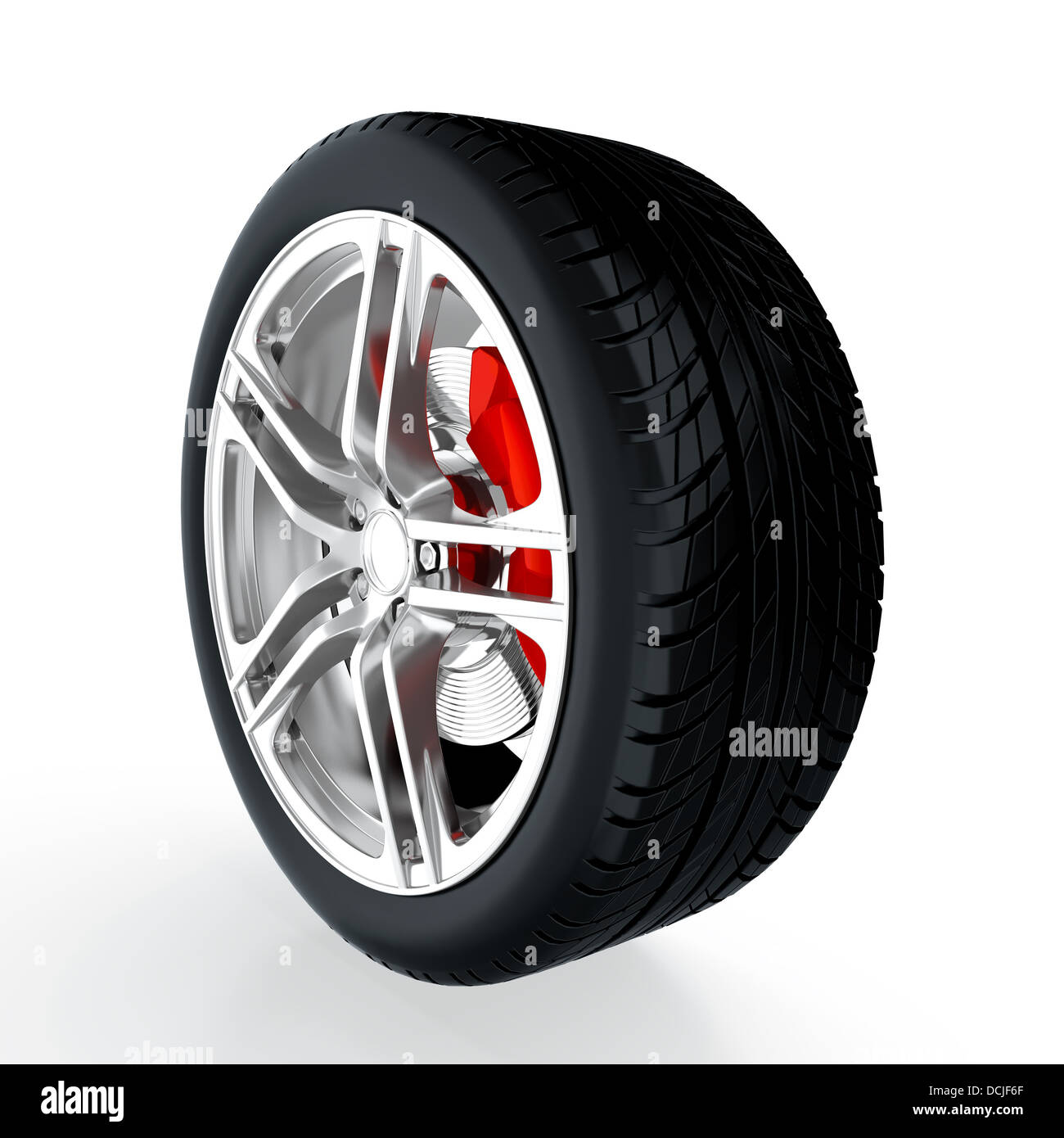 3D render of car wheel on white background Stock Photo - Alamy