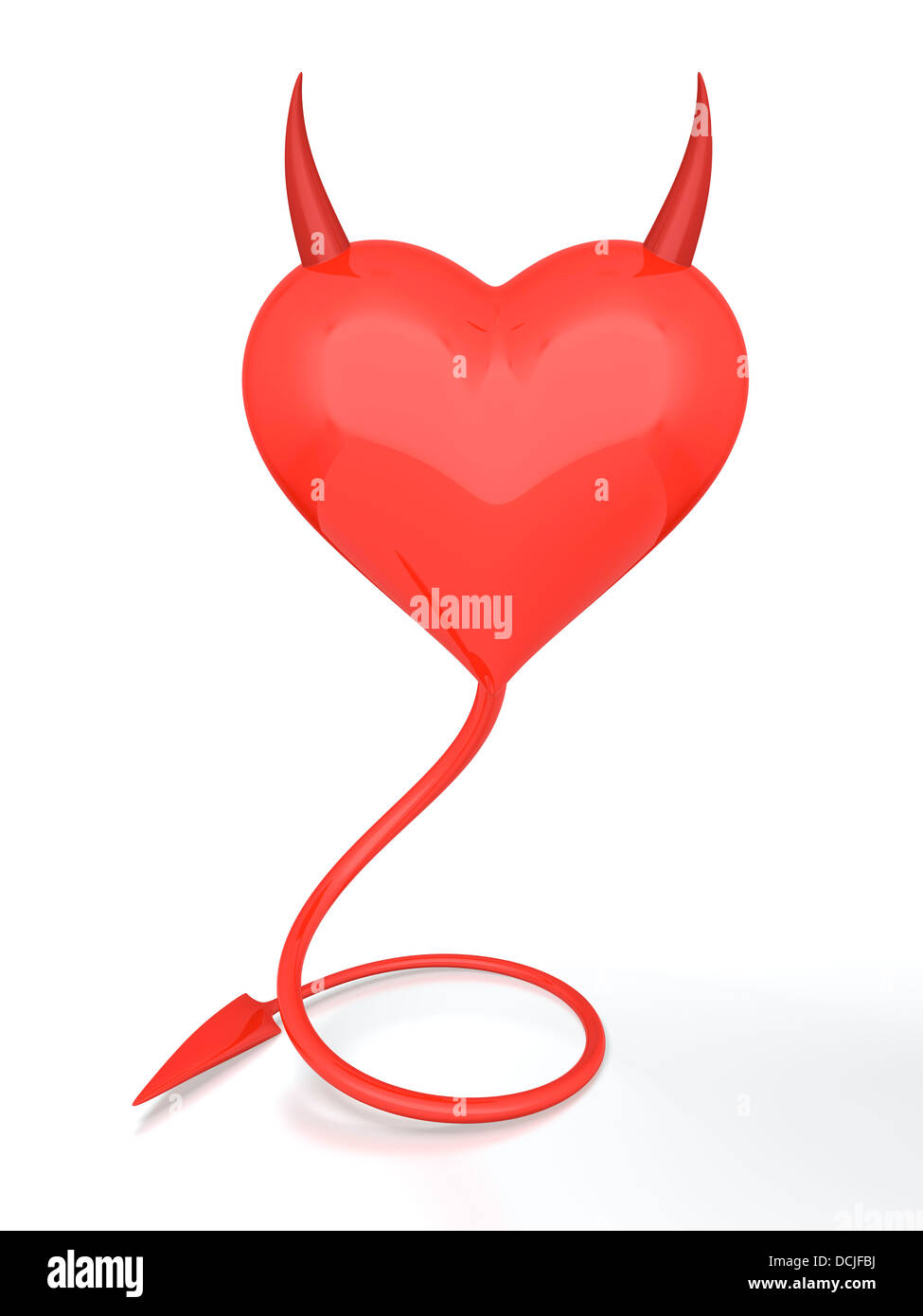 3D render of red devil heart on white background Stock Photo - Alamy