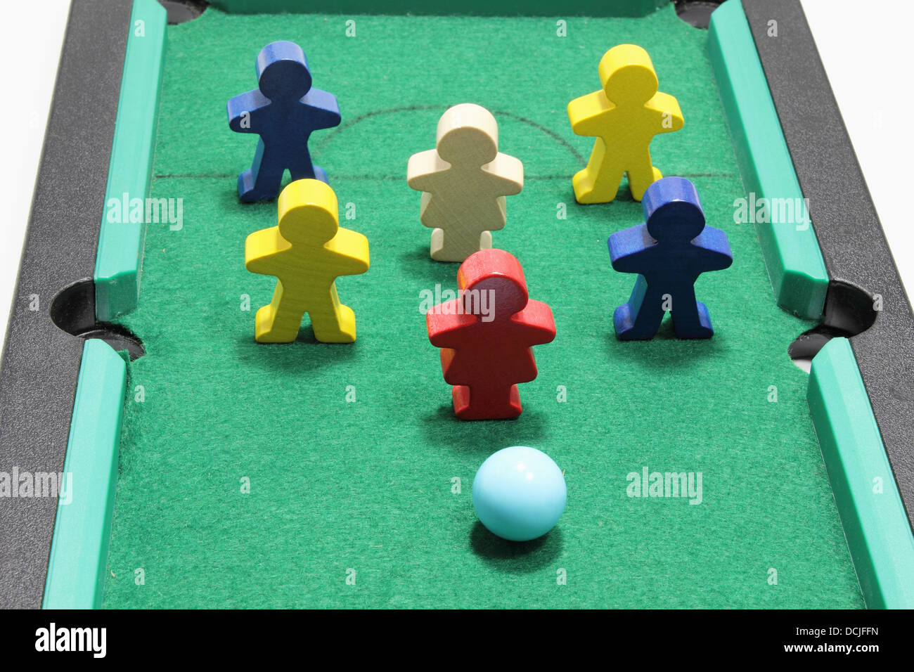 Wooden Miniature Figures on Snooker Table Stock Photo - Alamy
