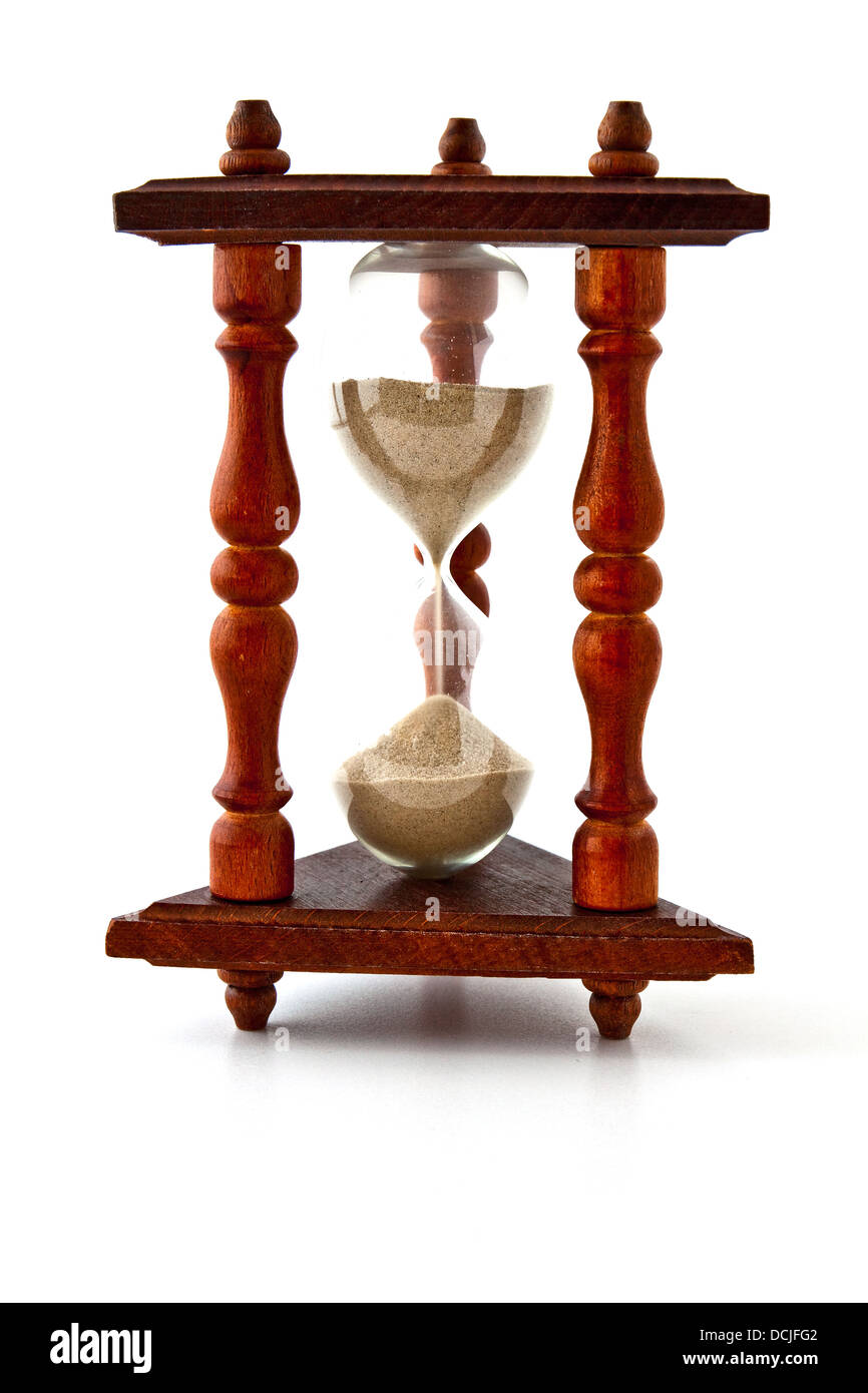 Decorative antique wooden hourglass isolated on white background Stock ...