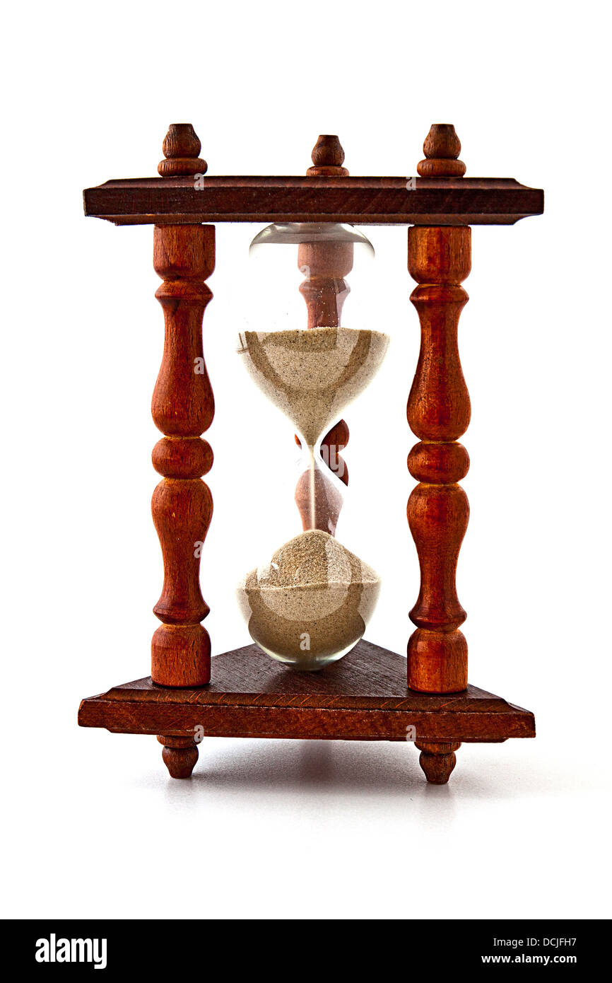 Decorative antique wooden hourglass isolated on white background Stock ...