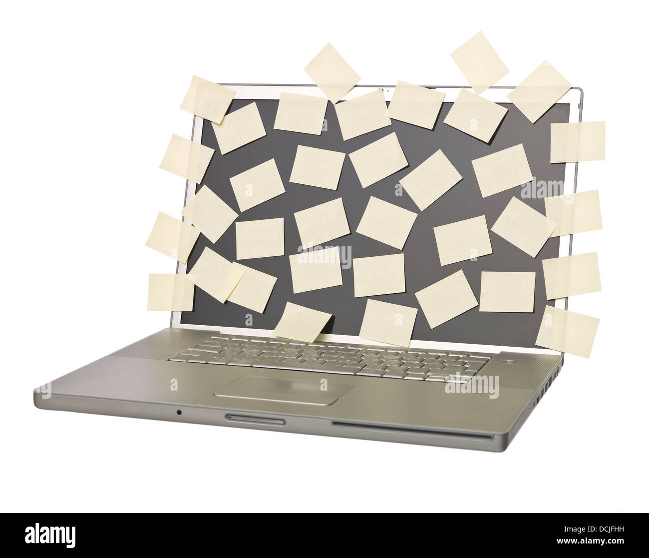 Laptop with with empty post-its Stock Photo - Alamy