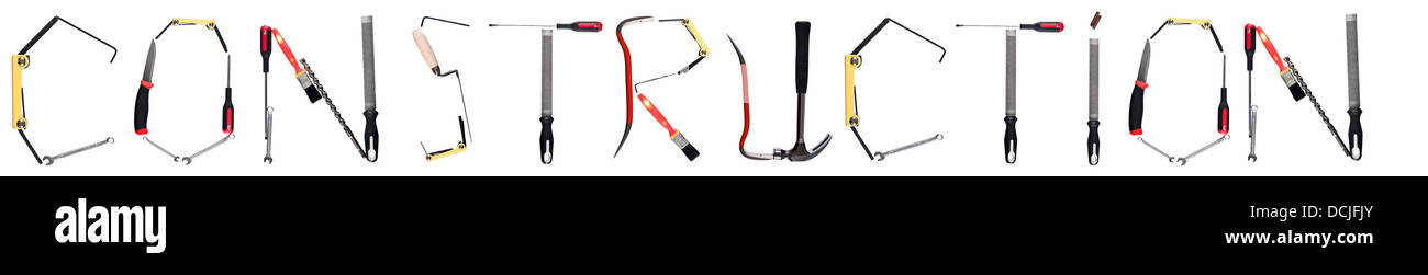 The word 'Construction' made of tools Stock Photo - Alamy