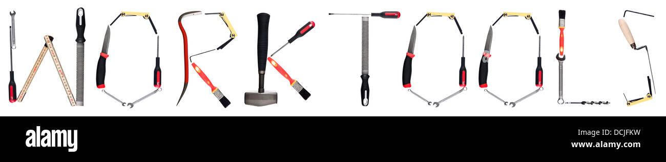 The phrase 'Work tools' made of tools Stock Photo - Alamy