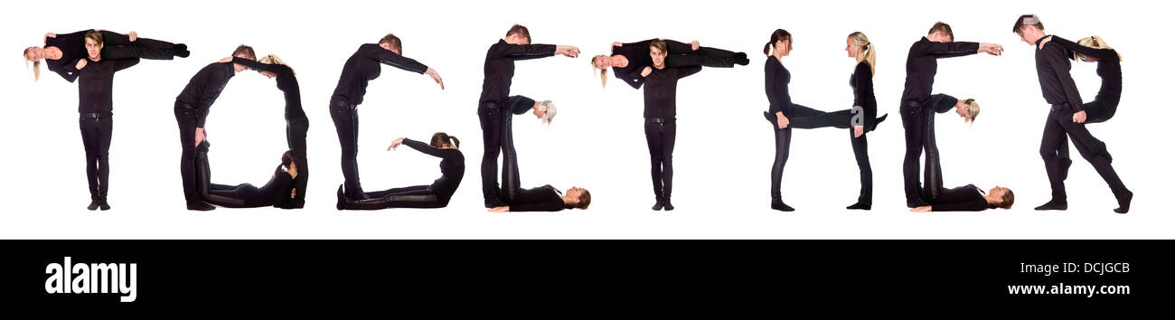 Group of people forming the word 'TOGETHER' Stock Photo - Alamy