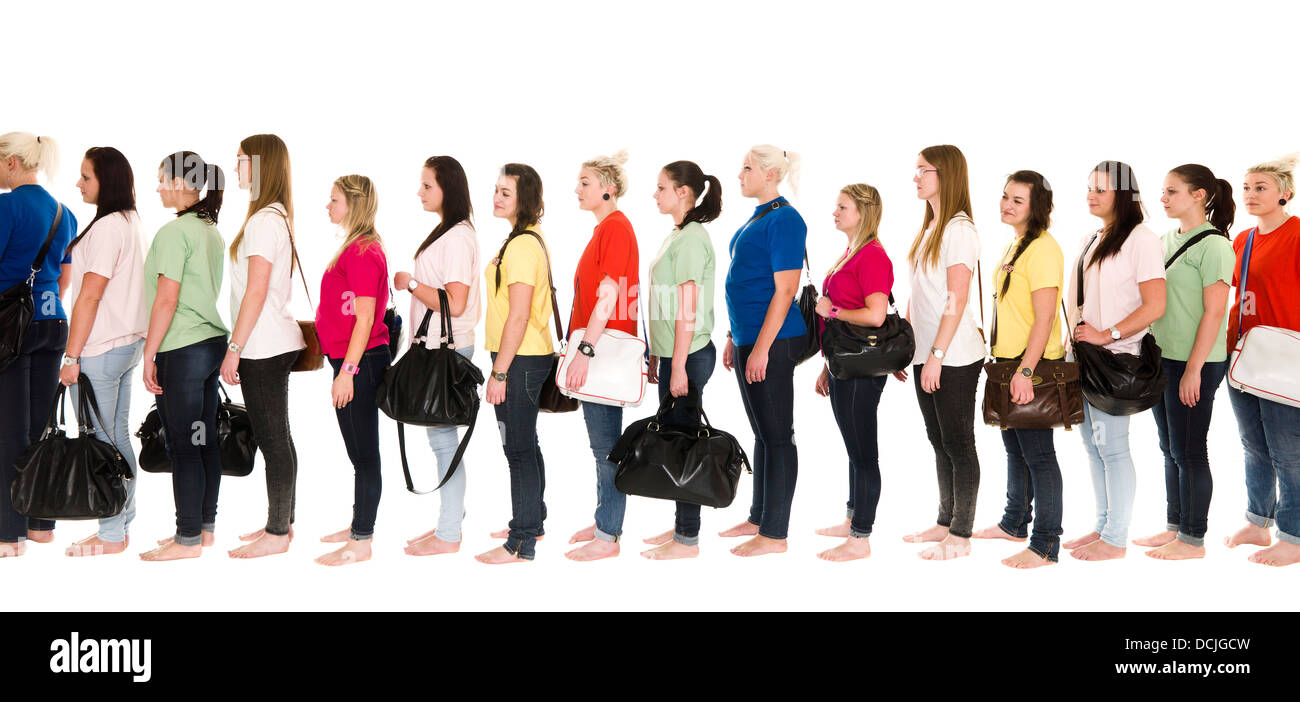 Girls in a line Stock Photo - Alamy