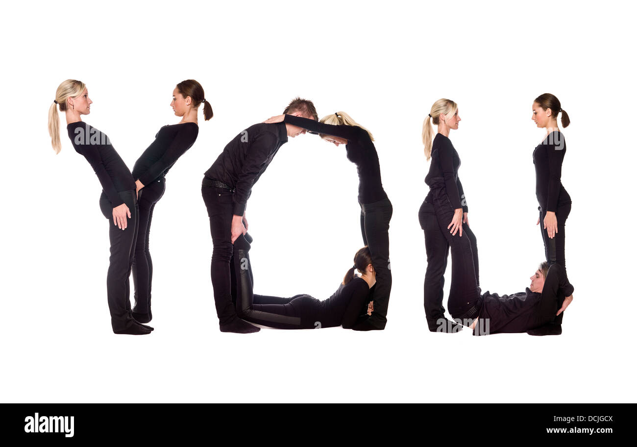 Group of people forming the word 'YOU' Stock Photo - Alamy