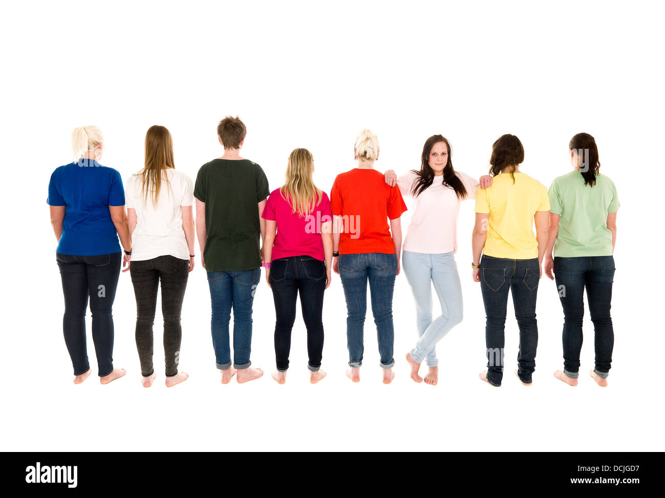 People in a row Stock Photo - Alamy