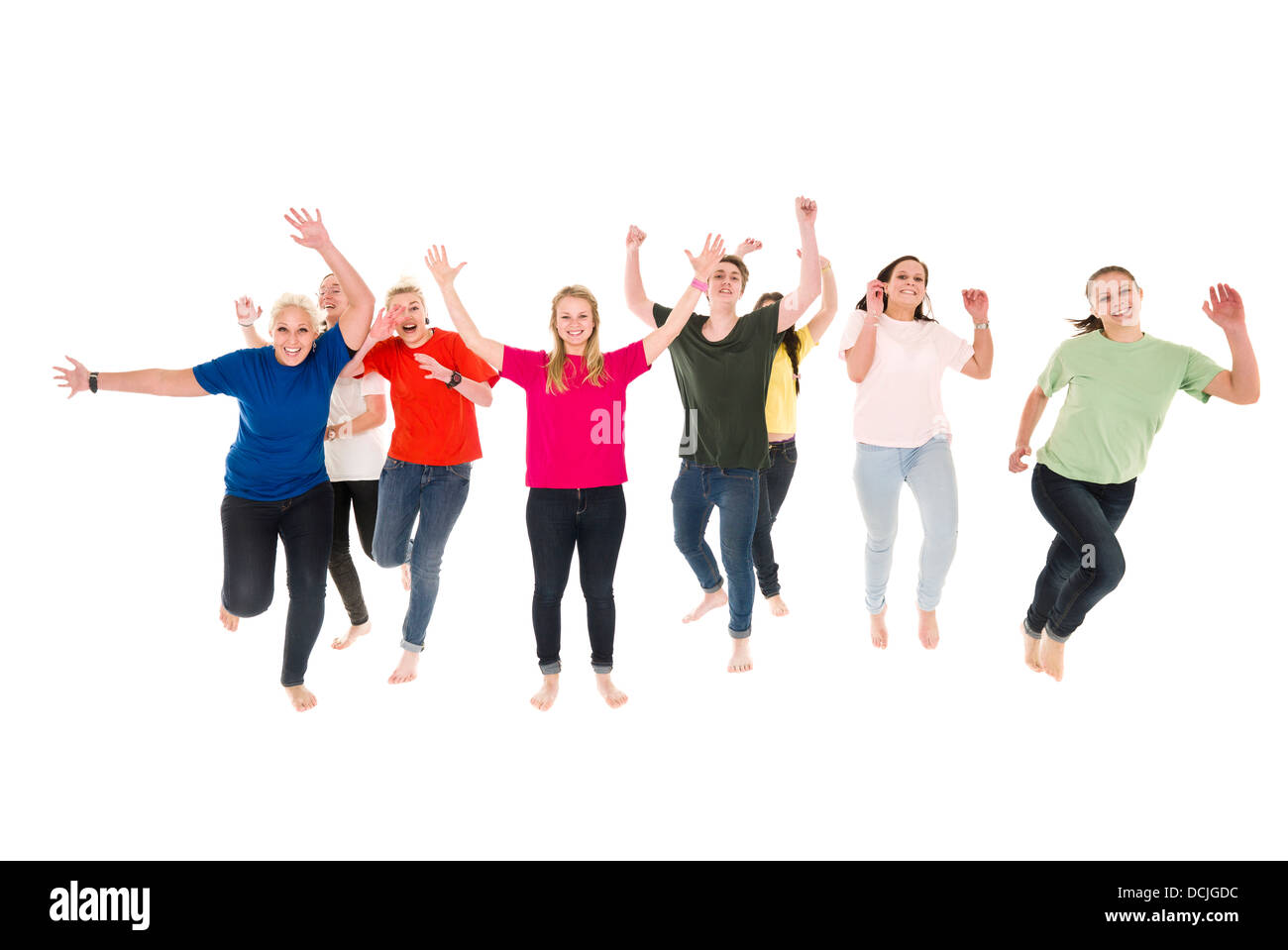 Cheerful people jumping friendship happiness Cut Out Stock Images ...