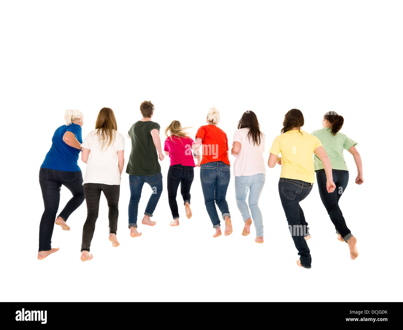Running behind group Cut Out Stock Images & Pictures - Alamy