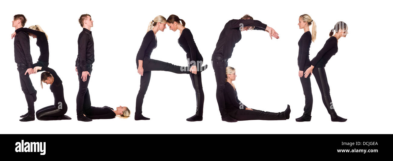 Group of people forming the word 'BLACK' Stock Photo - Alamy