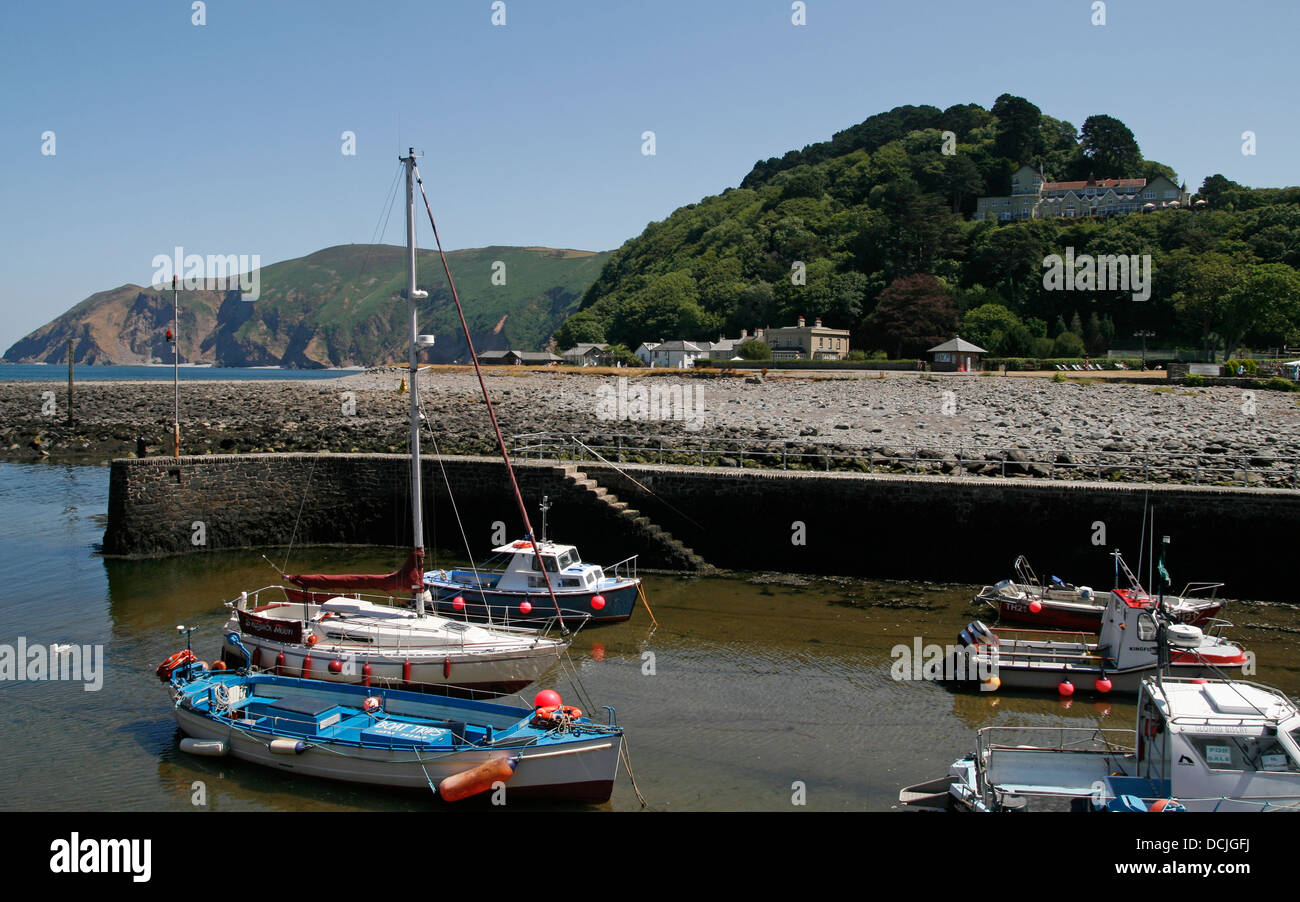 Harbour and Countisbury Hill Lynmouth Devon England UK Stock Photo - Alamy