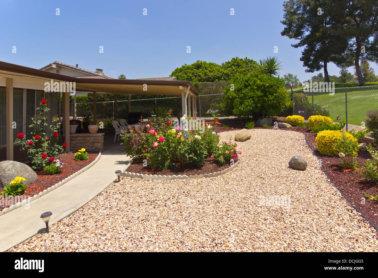 backyard garden and patio San Diego California Stock Photo - Alamy