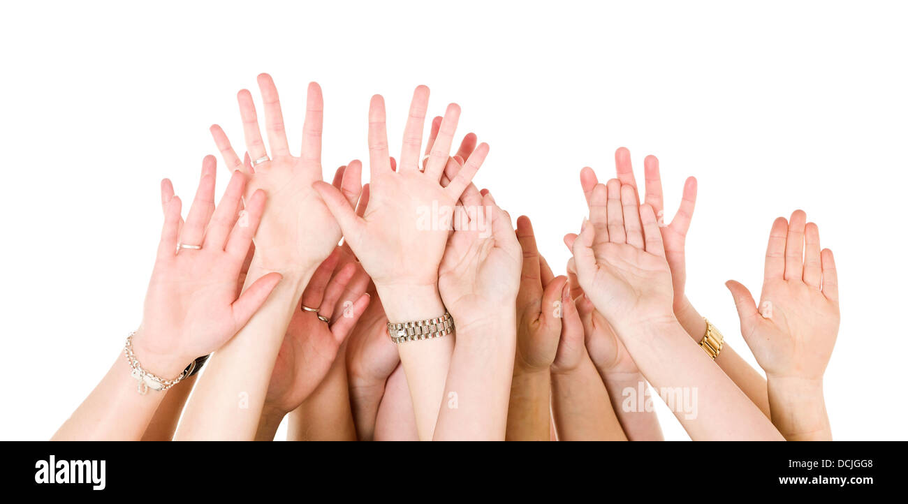 Human Hands Raised Stock Photo - Alamy