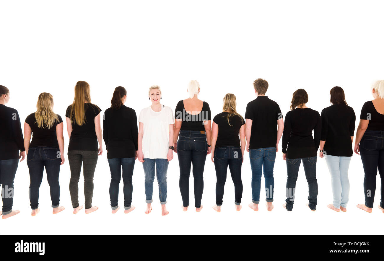 People in a row Stock Photo - Alamy