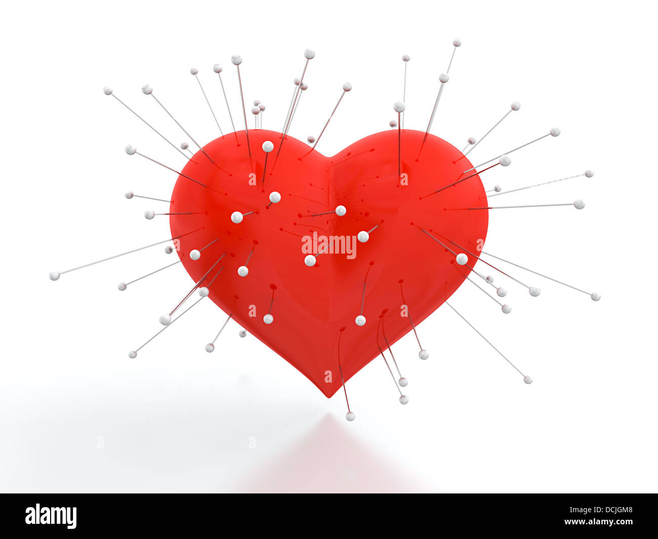3D render of red heart with needles on white background Stock Photo - Alamy