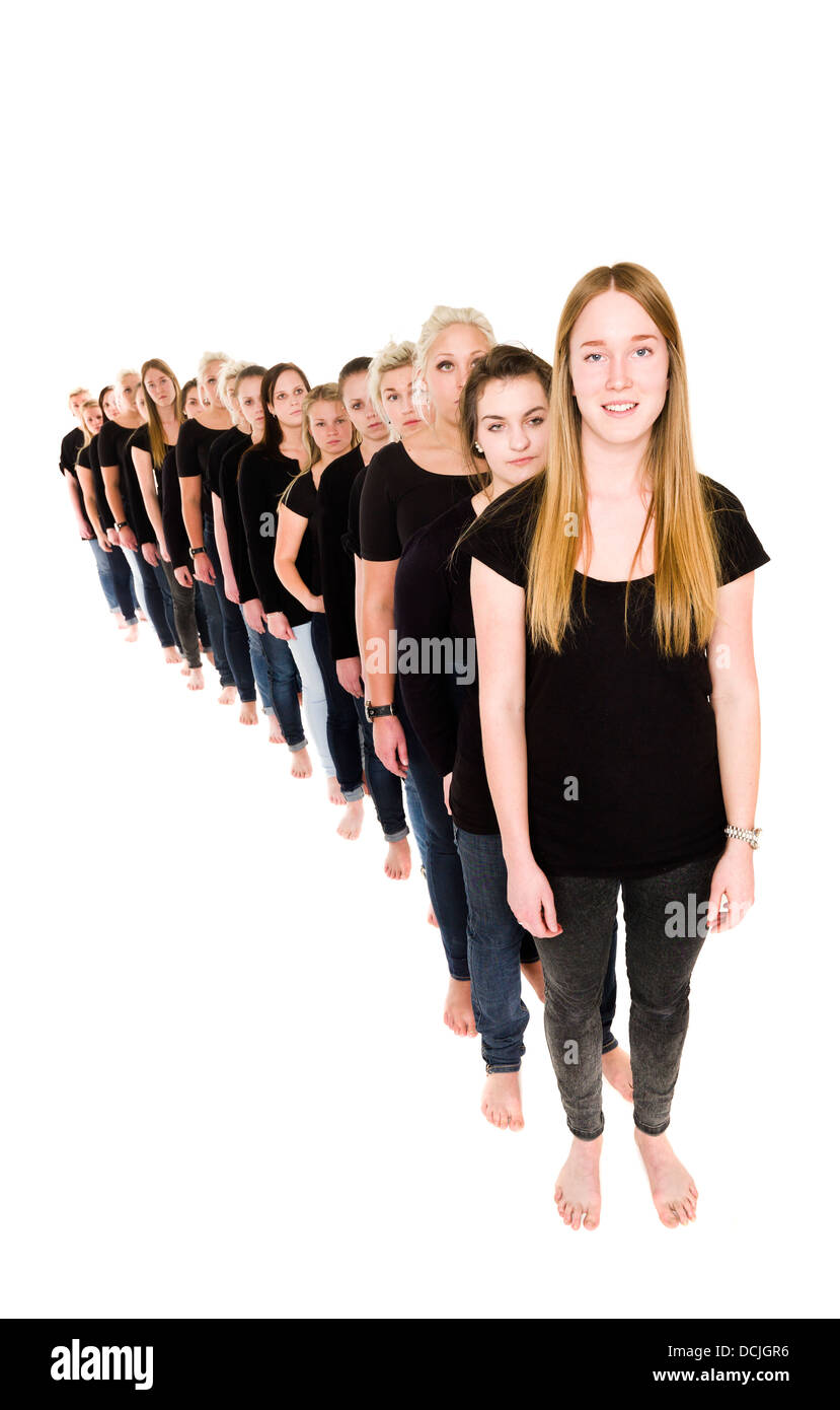 Women in a line Stock Photo - Alamy