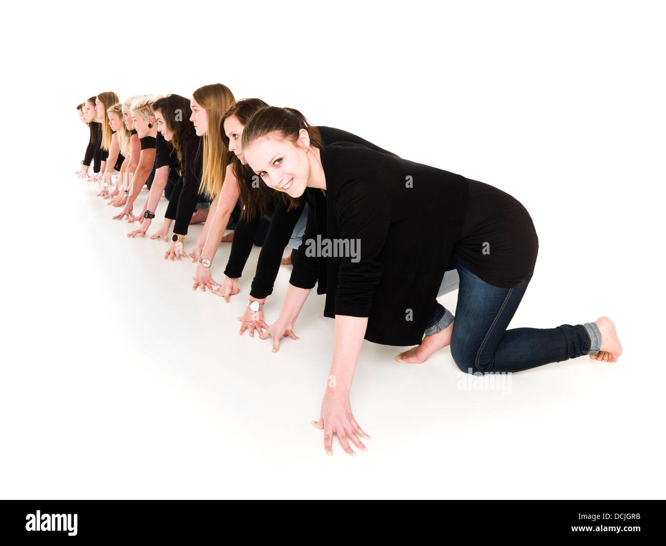 Women in start position Stock Photo - Alamy