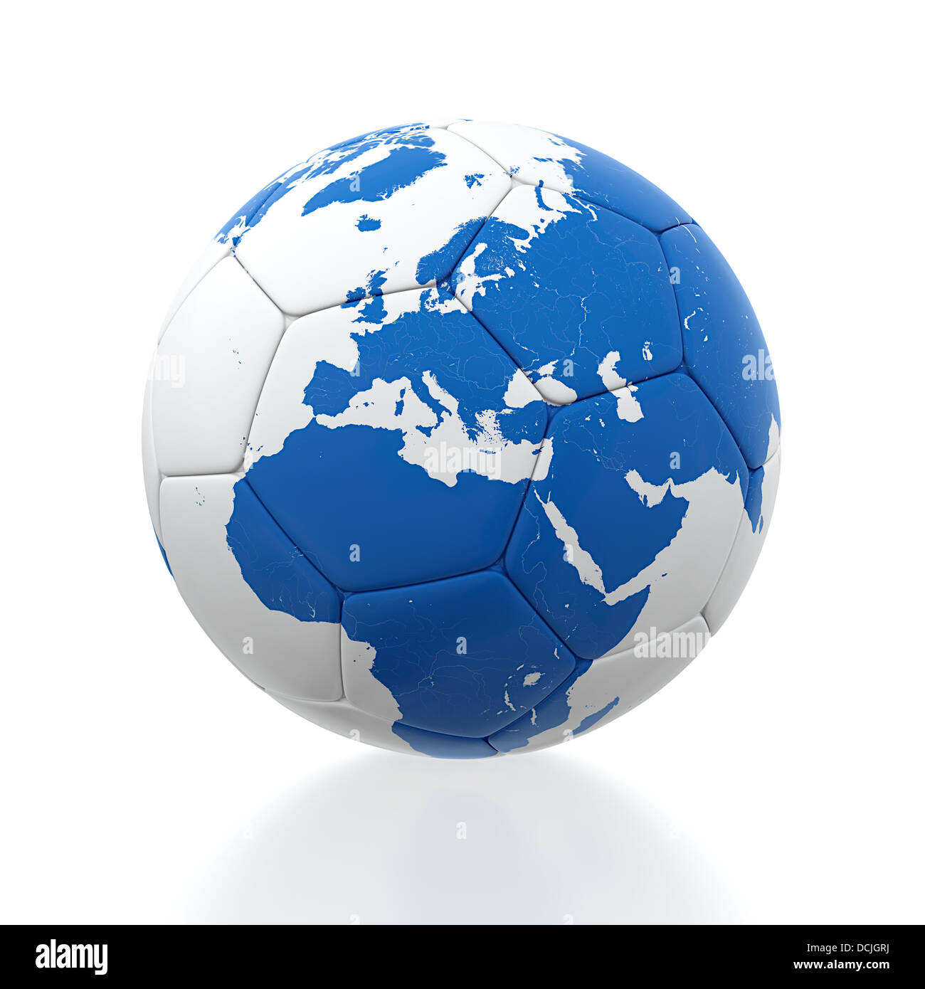 3D render of soccer ball with earth map on white background Stock Photo ...