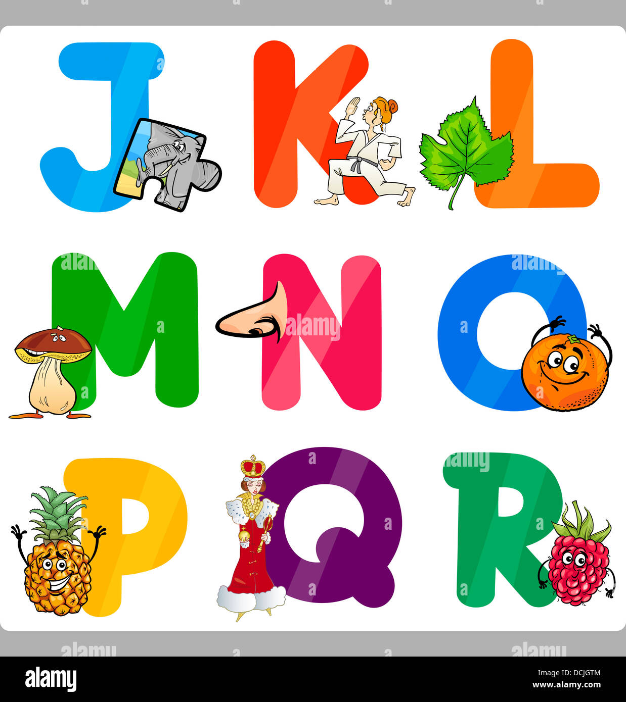 Cartoon Illustration of Funny Capital Letters Alphabet with Objects for ...