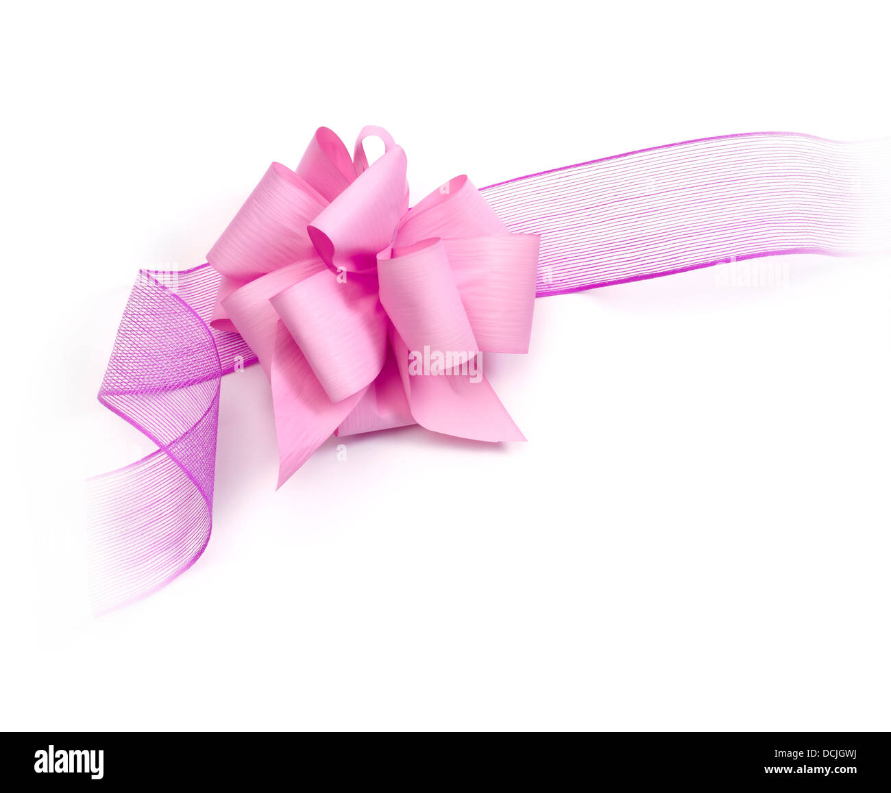 Pink ribbon against on white background Stock Photo - Alamy
