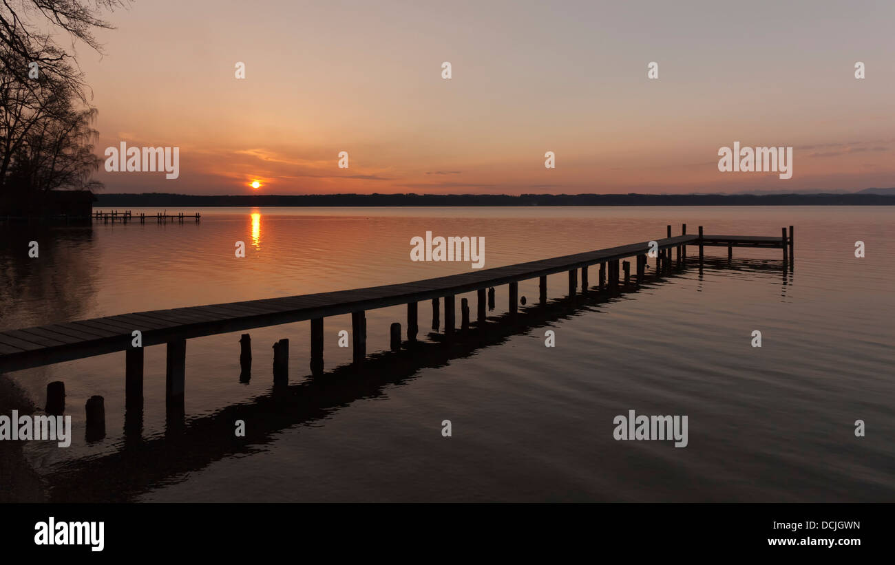 sunset at lake Starnberg Stock Photo - Alamy