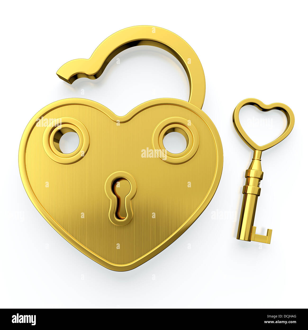 Golden padlock in form of heart on white background Stock Photo - Alamy