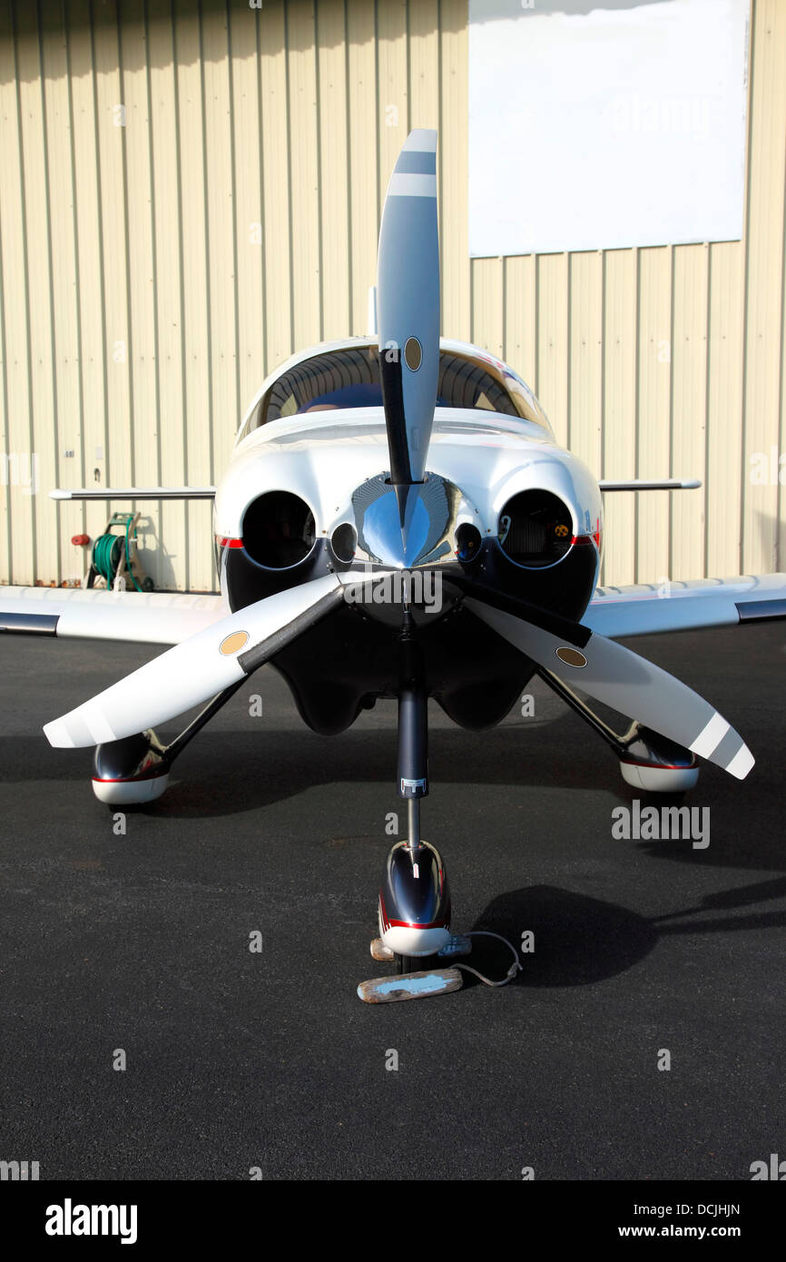 Single engine aircraft parked at the Troutdale airport near Portland OR ...