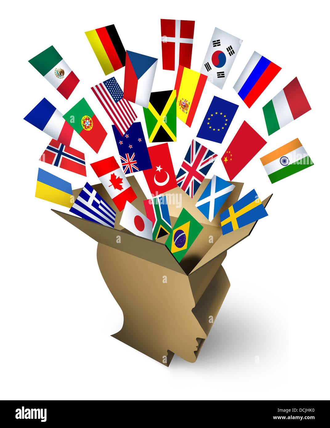 Shipping boxes with international flags hi-res stock photography and ...