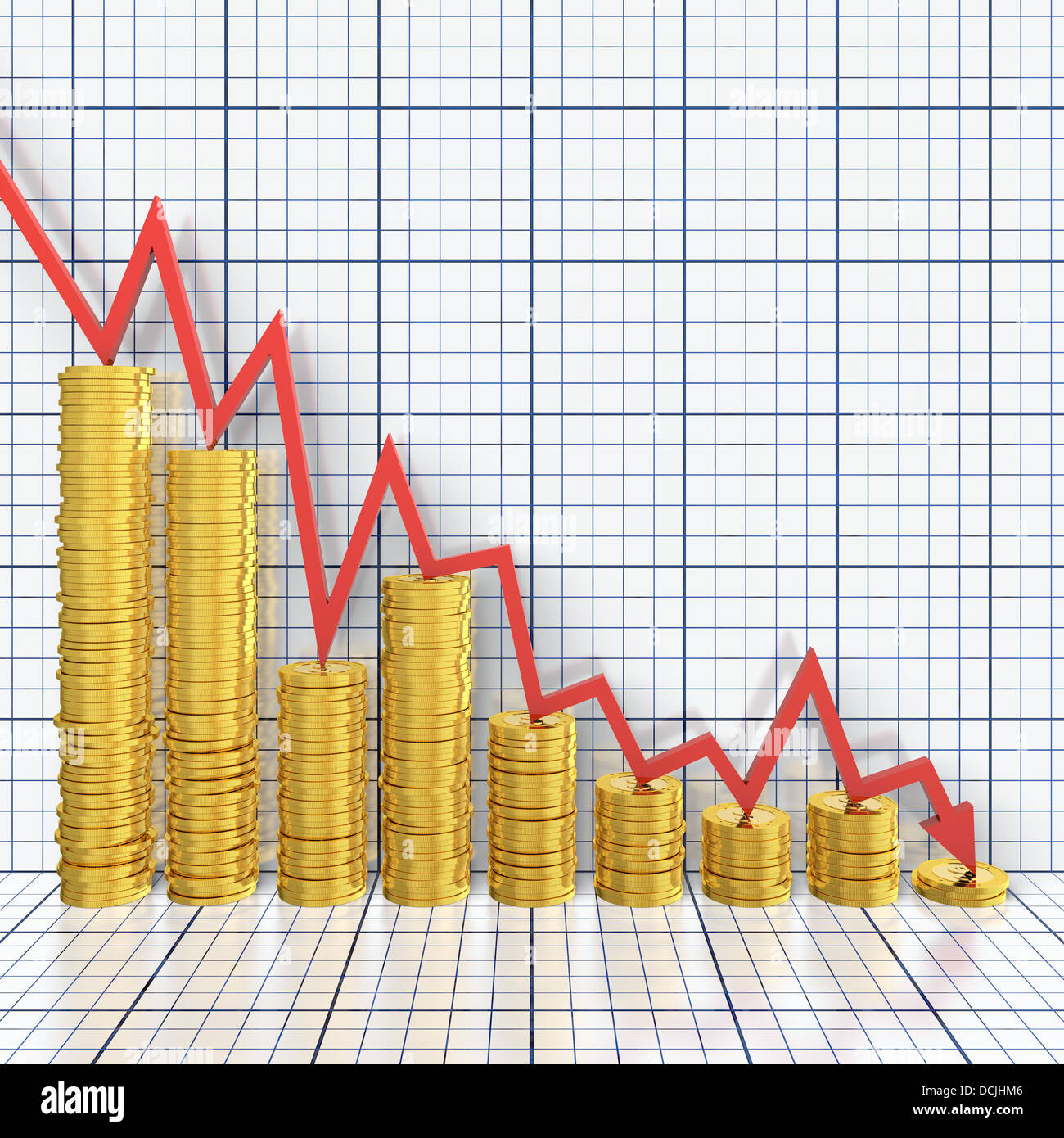 Business graph moving down and showing money loss Stock Photo - Alamy