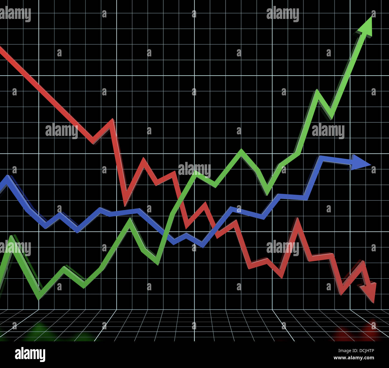Business graph with red green and blue arrow Stock Photo - Alamy