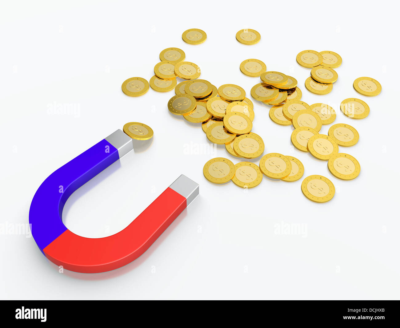 3D render of money magnet with golden coins Stock Photo - Alamy
