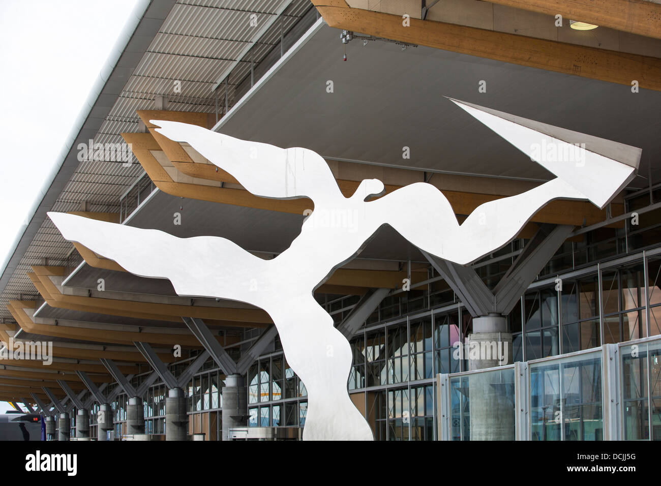 A sculpture outside the departure building of Oslo Airport, Norway ...