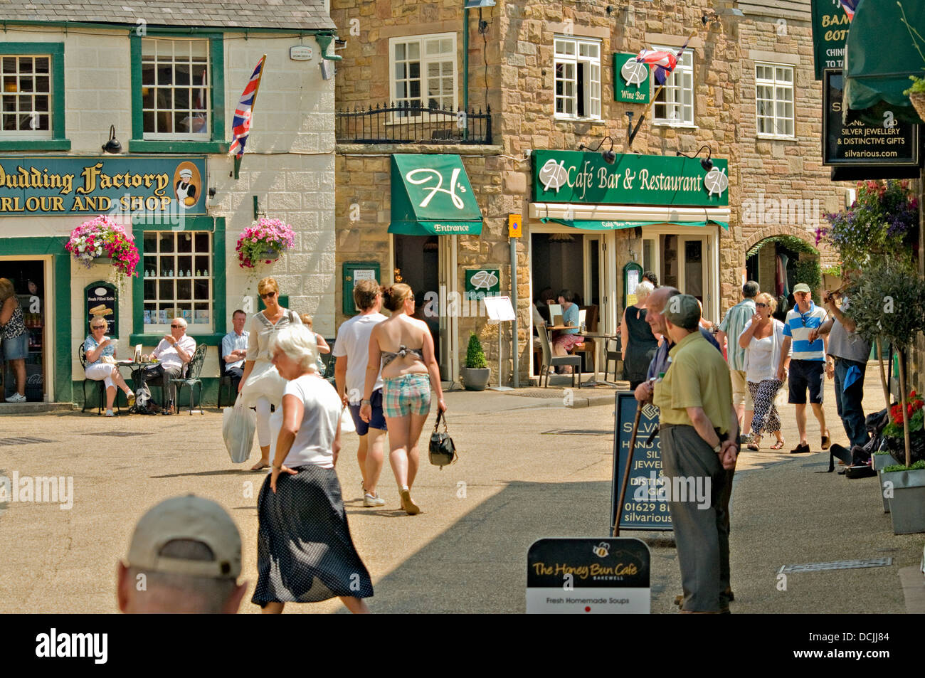 Colour landscape Shot of Bakewell town center UK, during the summer ...
