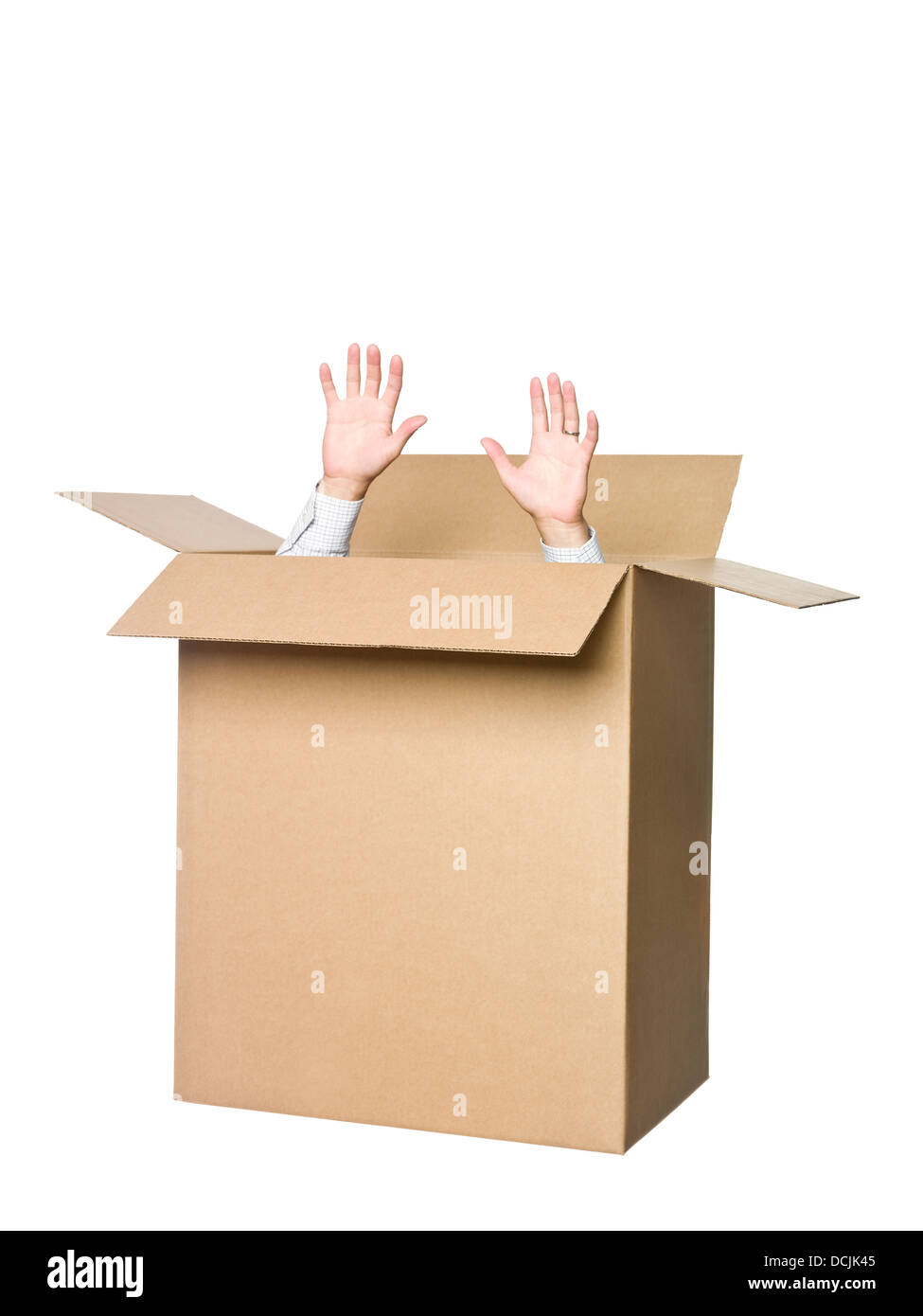 Man in a cardboard box Stock Photo - Alamy