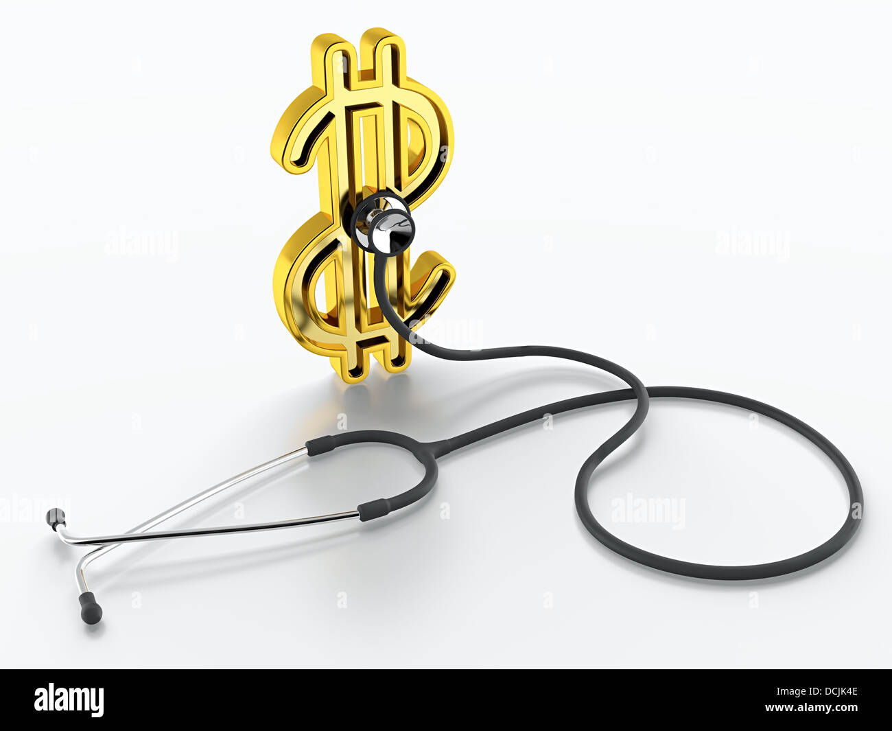 Dollar symbol and stethoscope listening it on white background Stock ...