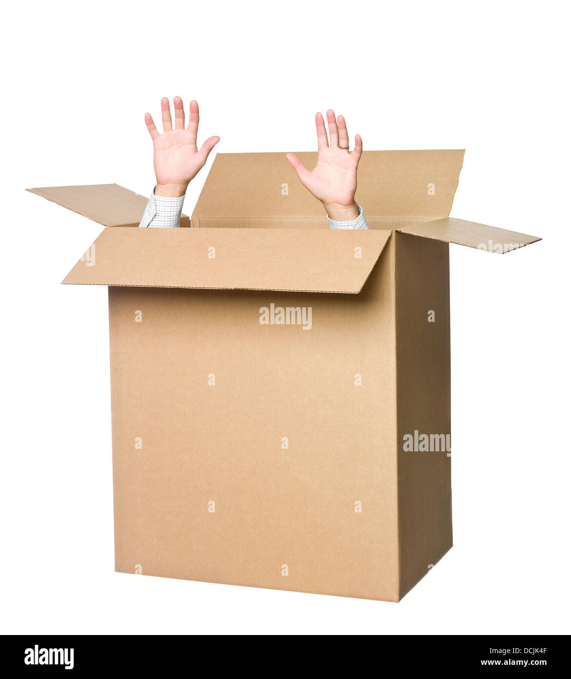 Man in a cardboard box Stock Photo - Alamy